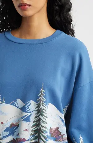 Daydreamer Alpine Scene Graphic Cotton Sweatshirt