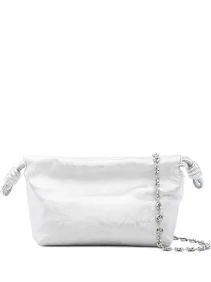 Loewe Flamenco Mini Leather Clutch - Silver