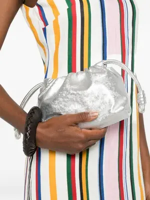 Loewe Flamenco Mini Leather Clutch - Silver