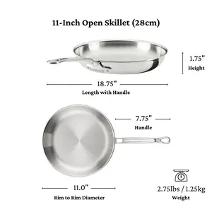 HESTAN Probond Luxe 11 Polished Professional Clad Stainless Steel Skillet With Lid