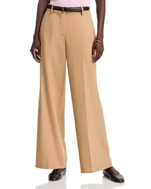 Fabiana Filippi Wool Blend Wide Leg Trousers - Medium Brown