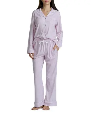 Splendid Notch Collar Pajama Set Heart Toss