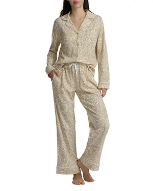 Splendid Notch Collar Pajama Set - Tonal Animal