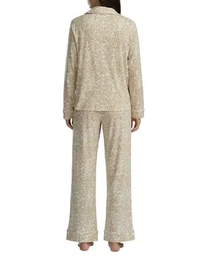 Splendid Notch Collar Pajama Set - Tonal Animal