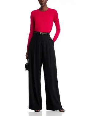 Carolina Herrera Long Sleeve Crewneck Cardigan - Claret