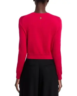 Carolina Herrera Long Sleeve Crewneck Cardigan - Claret