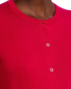 Carolina Herrera Long Sleeve Crewneck Cardigan - Claret