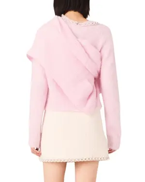 Maje Pearl Trim Tweed Mini Skirt - Ecru