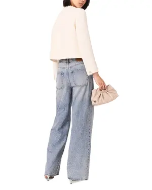 Maje Faux Pearl Trim Tweed Jacket - Ecru
