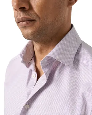 Eton Contemporary Fit Textured Twill Shirt - Medium Pink