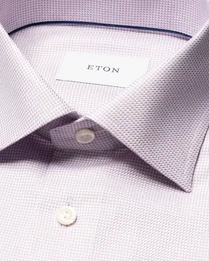 Eton Contemporary Fit Textured Twill Shirt - Medium Pink