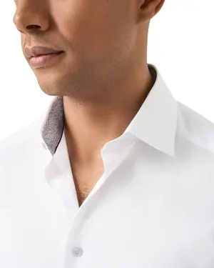 Eton Signature Twill Solid Slim Fit Dress Shirt With Floral Detail