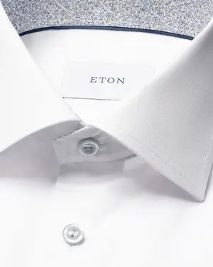 Eton Signature Twill Solid Slim Fit Dress Shirt With Floral Detail