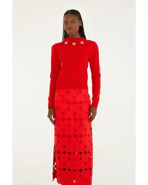 Farm Rio Hearts Linen Midi Skirt