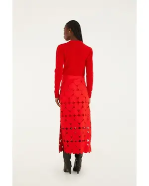 Farm Rio Hearts Linen Midi Skirt