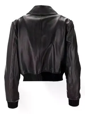 LA ROSE Buttoned Leather Jacket - Black