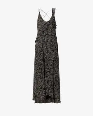 MARANT ETOILE Luxie Printed Muslin Dress - Black/ecru
