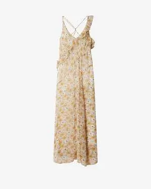 ETOILE Luxie Printed Muslin Dress Light Yellow-ecru