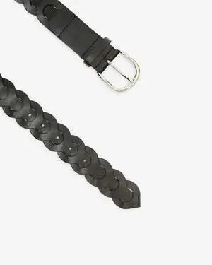 Isabel Marant Étoile Edena Braided Leather Belt - Black/silver