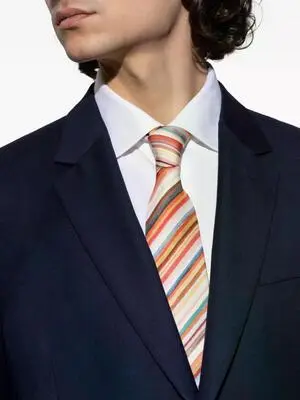 Paul Smith Striped Pointed Tip Neck Tie - Neutrals