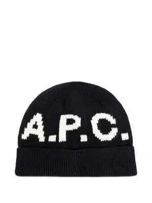A.p.c. Lettering Knitted Beanie - Black