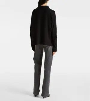 Khaite Faithful Silk Jersey Polo Sweater - Black