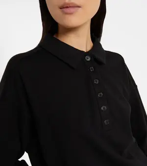 Khaite Faithful Silk Jersey Polo Sweater - Black
