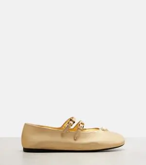 Prada Metallic Leather Mary Jane Flats