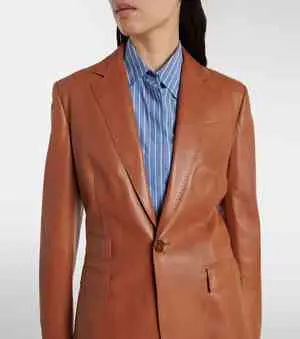 Ralph Lauren Parker Leather Blazer - Brown