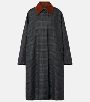 RÓHE Prince Of Wales Check Virgin Wool Coat - Black
