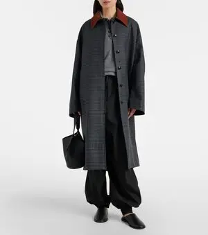 RÓHE Prince Of Wales Check Virgin Wool Coat - Black