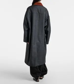RÓHE Prince Of Wales Check Virgin Wool Coat - Black