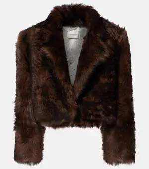 Magda Butrym Cropped Shearling Jacket - Brown