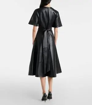 Altuzarra Gathered Leather Midi Dress