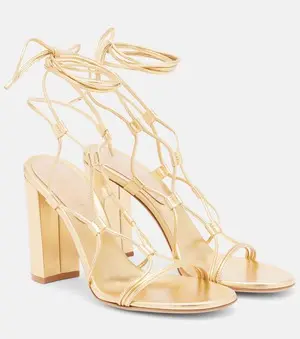 GIANVITO ROSSI 95 Leather Sandals - Gold