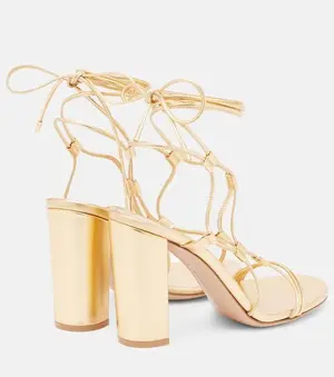 GIANVITO ROSSI 95 Leather Sandals - Gold