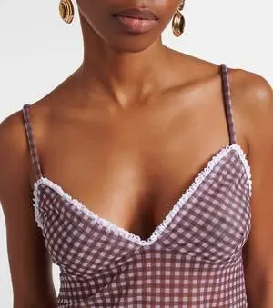 BANANHOT Solay Gingham Semi-sheer Top