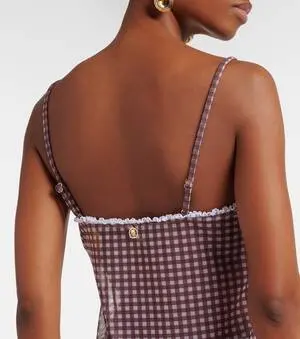 BANANHOT Solay Gingham Semi-sheer Top