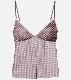 BANANHOT Solay Gingham Semi-sheer Top - Brown