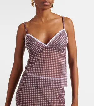 BANANHOT Solay Gingham Semi-sheer Top