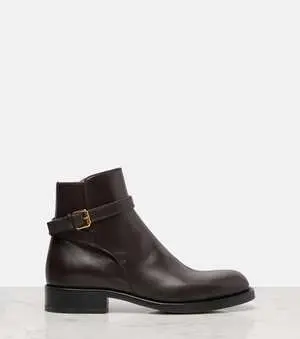 THE ROW Nobilis Leather Ankle Boots - Brown