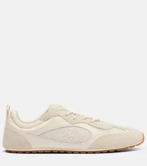 Tory Burch Suede And Leather-trimmed Sneakers - Beige