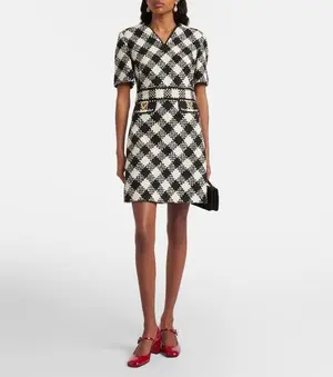 Valentino Garavani Vgold Checked Tweed Minidress