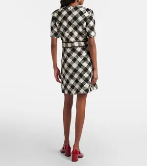 Valentino Garavani Vgold Checked Tweed Minidress - Black