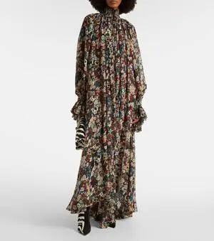 Khaite Edgar Floral Silk Tulle Maxi Dress