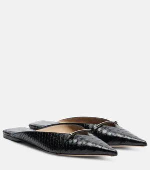 TOM FORD T Icon Croc-effect Leather Sandals - Black