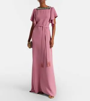 Valentino Garavani Cady Couture Embellished Belted Gown