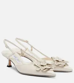 JIMMY CHOO Mimmi 50 Leather Slingback Pumps - White