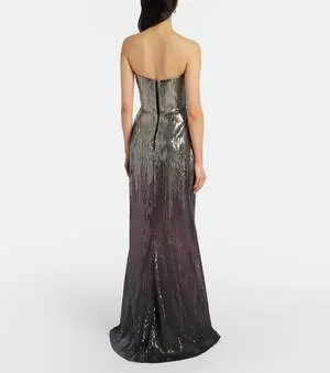 Elie Saab Sequin Embellished Strapless Gown