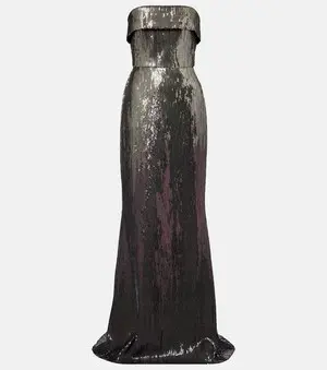 Elie Saab Sequin Embellished Strapless Gown